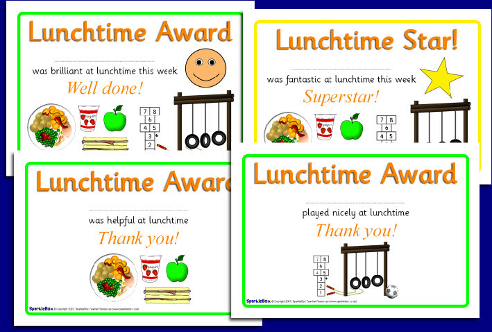 Lunchtime certificates (SB644) - SparkleBox
