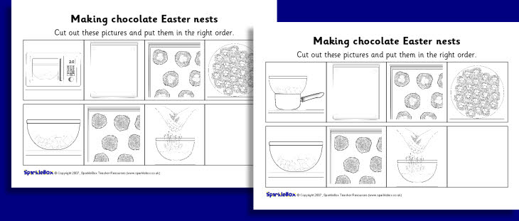 Making chocolate Easter nests sequencing sheets (SB670) - SparkleBox