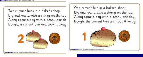 Five Currant Buns visual aids (SB674) - SparkleBox