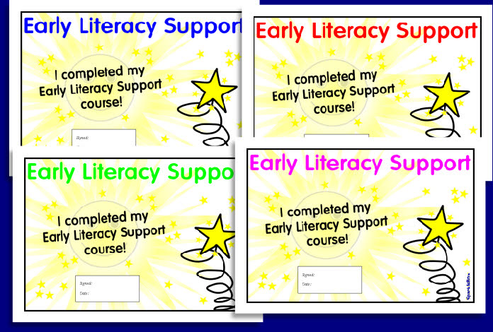 Early Literacy Support certificates (SB682) - SparkleBox