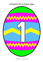 Numbers 0-50 on Easter eggs (SB692) - SparkleBox