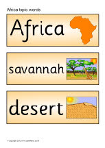 Africa topic word cards (SB709) - SparkleBox