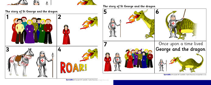 St George and the dragon sequencing pictures - colour (SB731) - SparkleBox