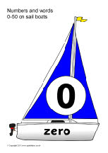 Numbers and words 0-50 on sail boats/yachts (SB732) - SparkleBox