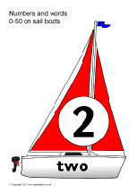 Numbers and words 0-50 on sail boats/yachts (SB732) - SparkleBox