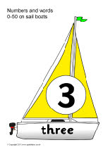 Numbers and words 0-50 on sail boats/yachts (SB732) - SparkleBox