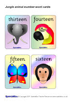 Jungle animal number-word cards (SB744) - SparkleBox