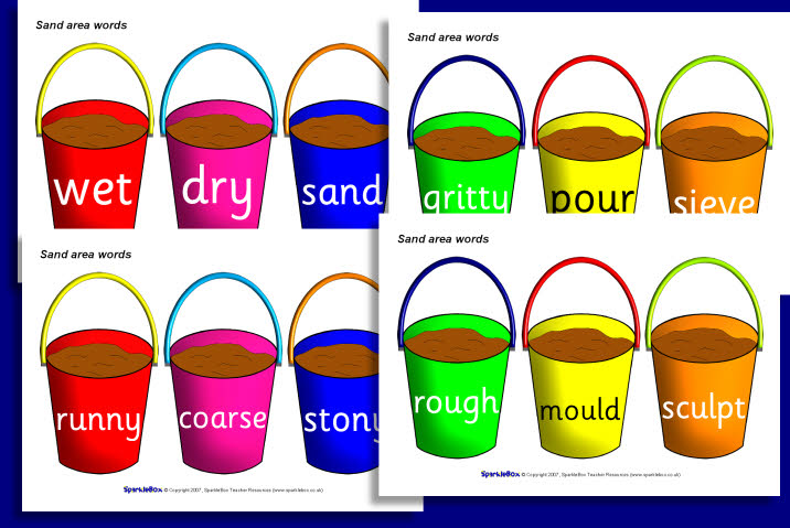 Sand words on buckets (SB742) - SparkleBox