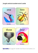 Jungle animal number-word cards (SB744) - SparkleBox