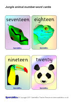 Jungle animal number-word cards (SB744) - SparkleBox