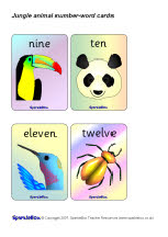 Jungle animal number-word cards (SB744) - SparkleBox