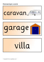 Homes topic word cards (SB79) - SparkleBox