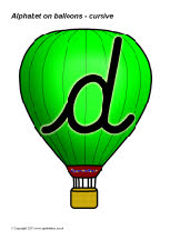 Alphabet on hot air balloons - cursive (SB769) - SparkleBox