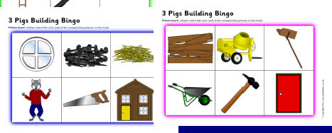Three Pigs building bingo (SB791) - SparkleBox