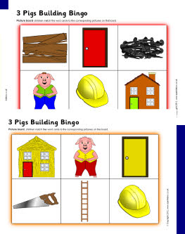 Three Pigs building bingo (SB791) - SparkleBox