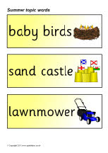 Summer topic word cards (SB824) - SparkleBox