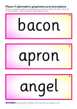 Phase 5 graphemes with alternative pronunciations (SB841) - SparkleBox