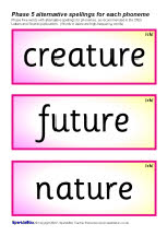 Phase 5 alternative phoneme spelling cards (SB844) - SparkleBox