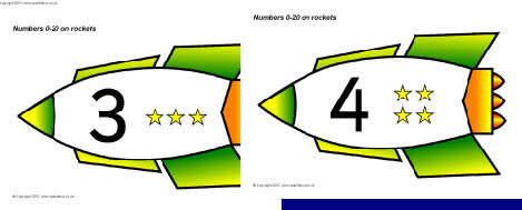 Numbers 0-20 on rockets (SB87) - SparkleBox