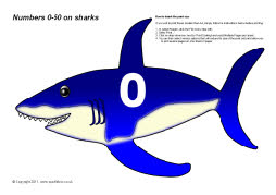 Numbers 0-50 on sharks (SB898) - SparkleBox