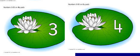 Numbers 0-50 on lily pads (SB915) - SparkleBox