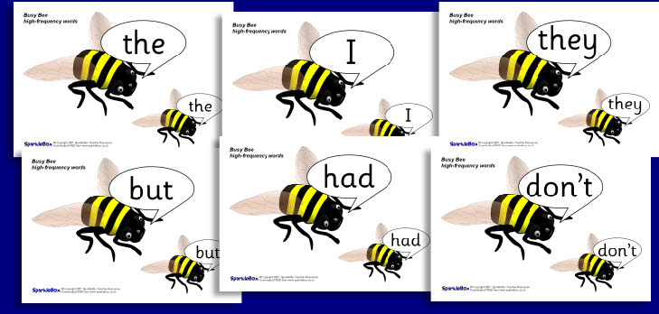 100 high-frequency words on bees (SB922) - SparkleBox