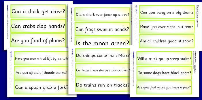 Phase 4 yes/no question cards (SB984) - SparkleBox