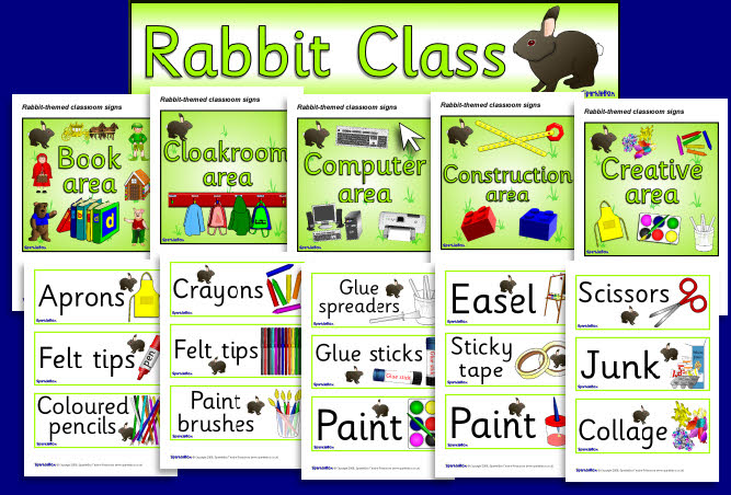 Rabbit-themed signs and labels pack (SB1247) - SparkleBox