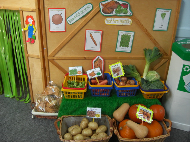 Role play farm shop with real ffruit and veg kids love it. | Ideas for ...