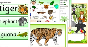 Alphabet and sounds on jungle animals, posters, flash cards, printables ...