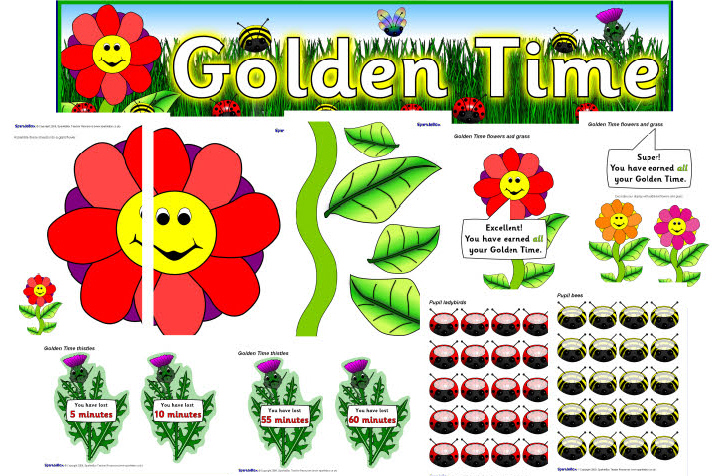 Garden-themed Golden Time display set (SB2688) - SparkleBox