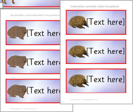 Australian animals classroom label templates (SB5130) - SparkleBox