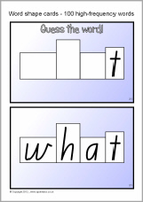 High-frequency word shape cards activity (SB7171) - SparkleBox