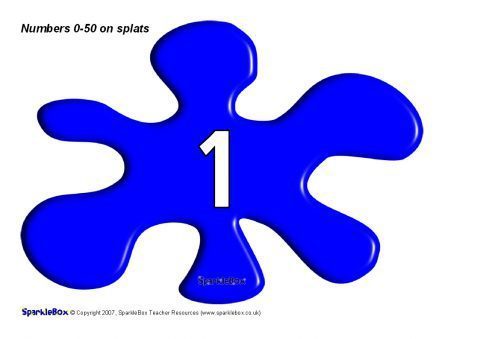 Numbers 0-50 on Paint Splats (SB1025) - SparkleBox