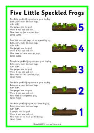 Five Little Speckled Frogs Song Sheet (SB10901)