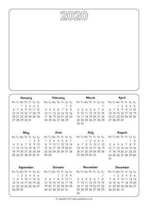 NEW 2020 Year to View Picture Calendar