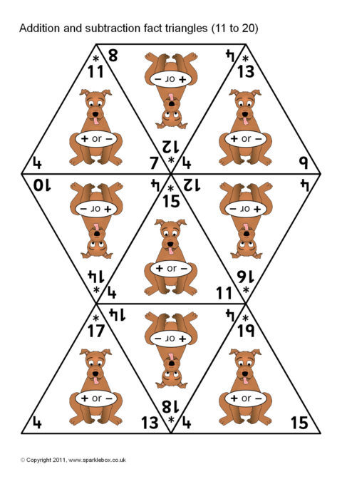 Addition and Subtraction Fact Triangles (11-20) (SB6140) - SparkleBox
